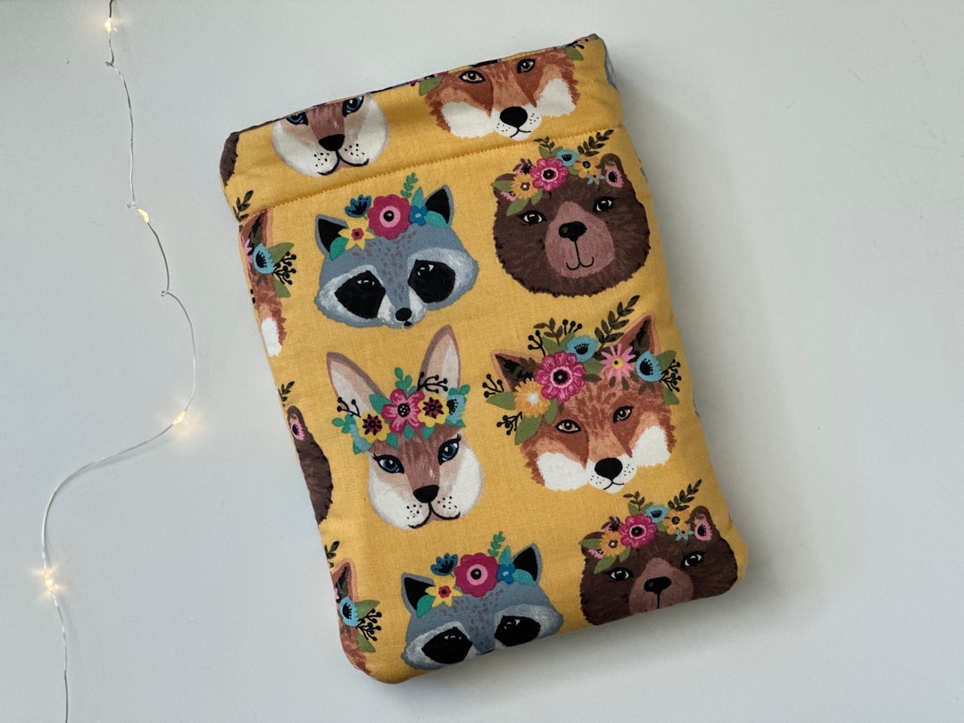 Cute Animal Book Sleeve - Yellow Background With Fox, Bear, Bunny ...
