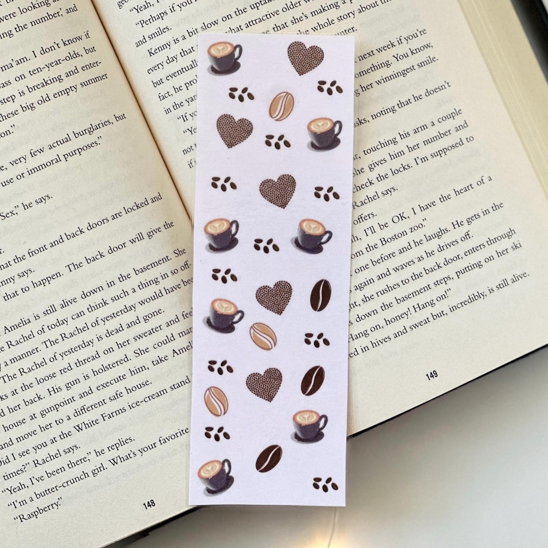 Laminated Coffee Bookmark With Purple Background | Adorable Coffee Cups ...