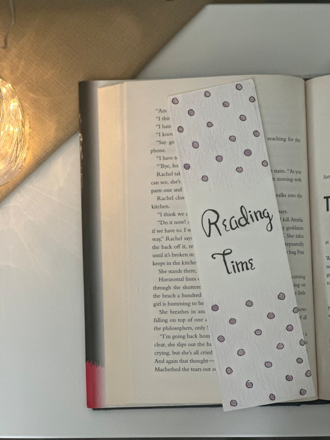 Light Purple Polka Dot Calligraphy Paper Bookmark 'reading Time ...