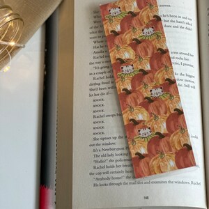 Cozy Fall Pumpkin Bookmark Laminated Autumn Cat Page Saver, Book Club ...