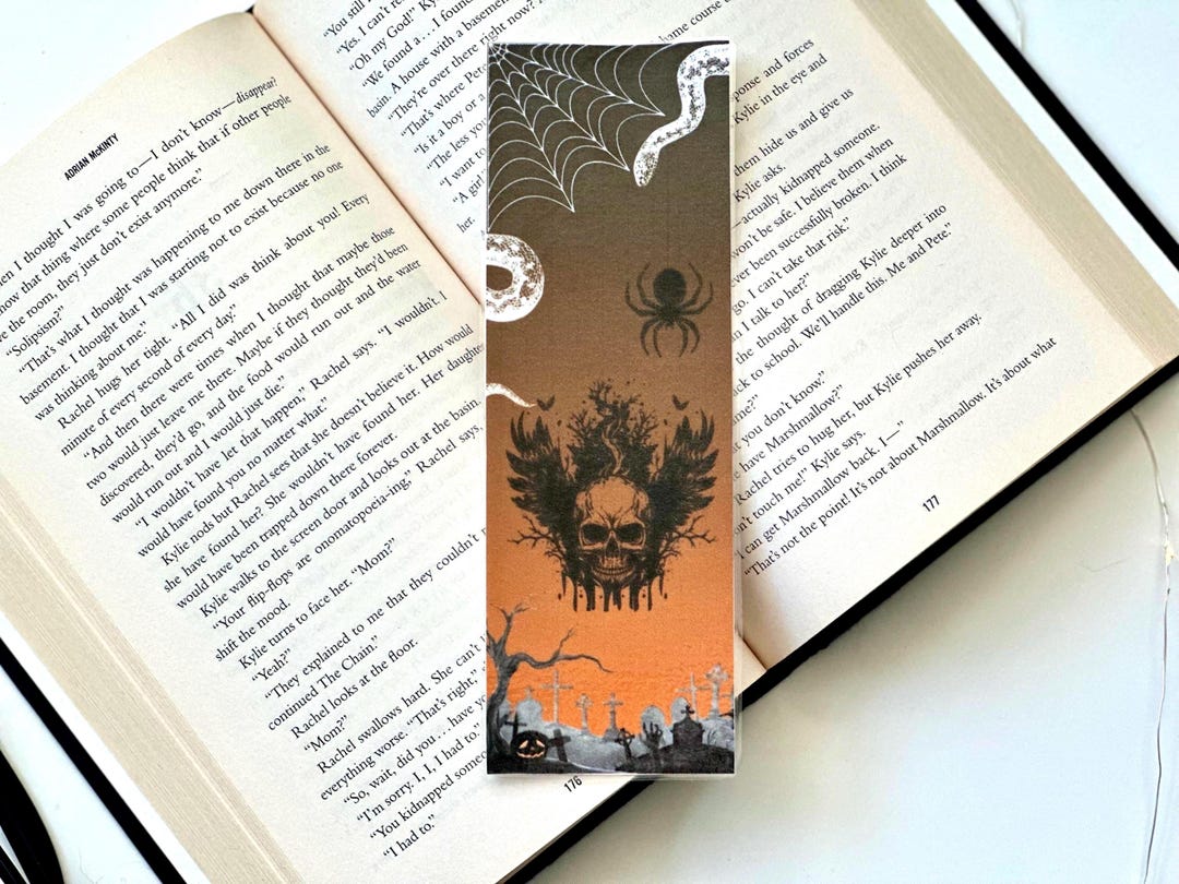 Scary Halloween Bookmark - Laminated Book Mark, Haunted Page Holder ...