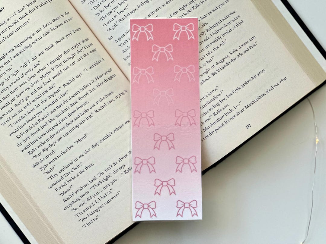 Ombre Bow Bookmark - Laminated Design With Pink Bows | Perfect Gift for ...
