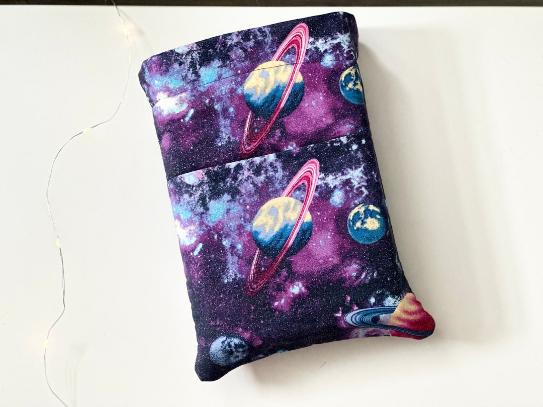 Galaxy Book Sleeve With Planets & Sparkles - Padded Book Cover for ...