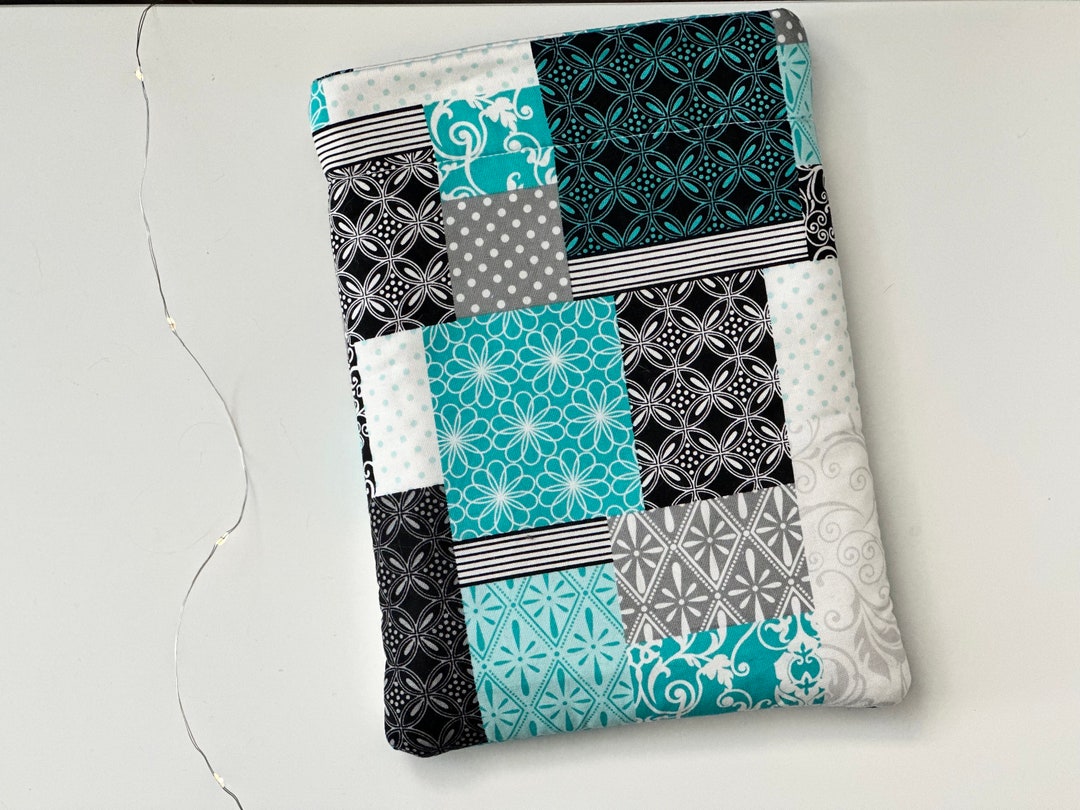Patchwork Tablet Sleeve - Stylish Blocks in Blue, Black, Gray & White ...