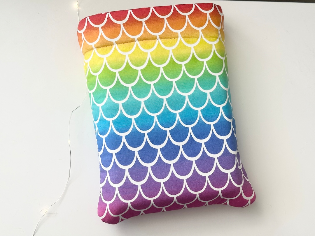 Rainbow Mermaid Scales Book Sleeve padded Fish Scales Pouch Cover for ...