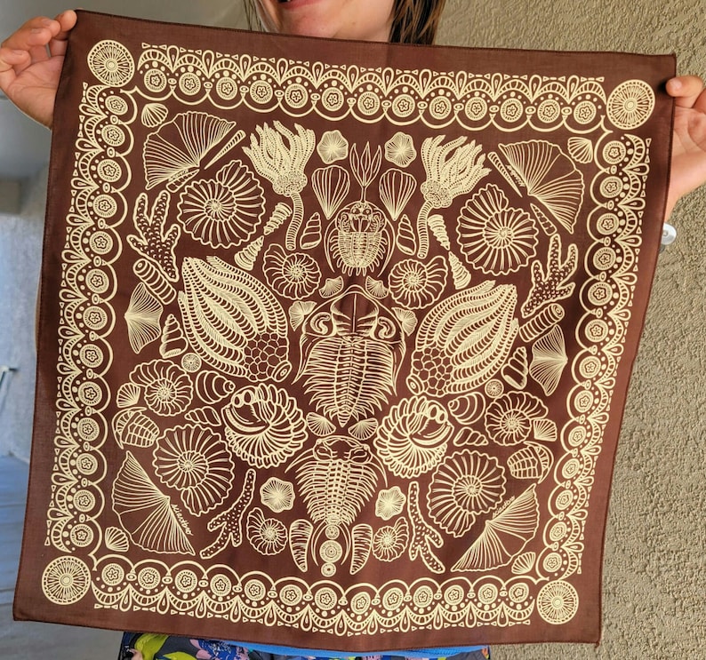Ordovician/devonian Fossils Bandana 22" 100% Cotton - Paleontology ...