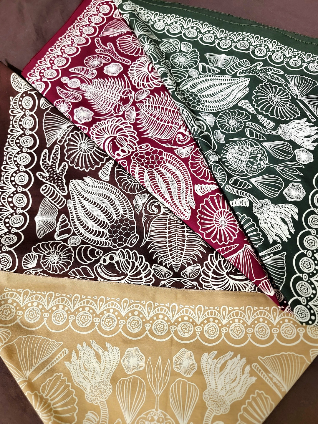 Ordovician/devonian Fossils Bandana 22" 100% Cotton - Paleontology ...