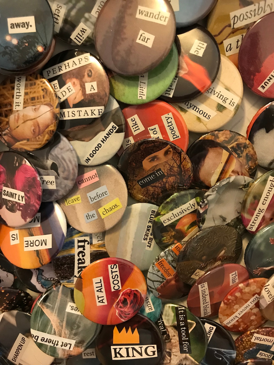 Handmade Collage Pin: 3-PACK CUSTOM ORDER - Etsy