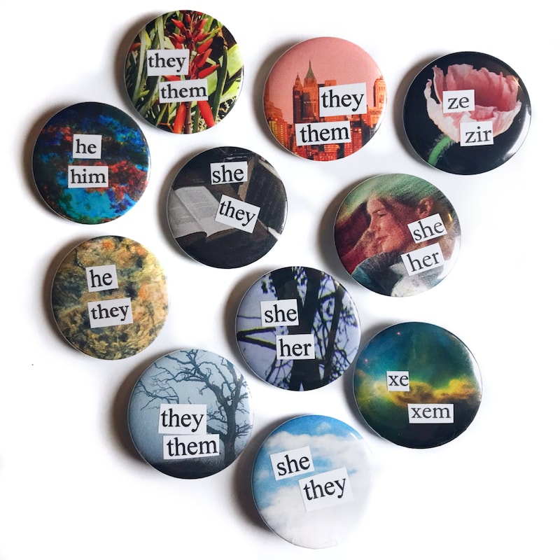 Pronoun Pins - Etsy