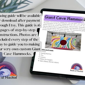 Digital Sewing Guide for Giant Cave Hammock, Cave Hammock, Small Animal ...