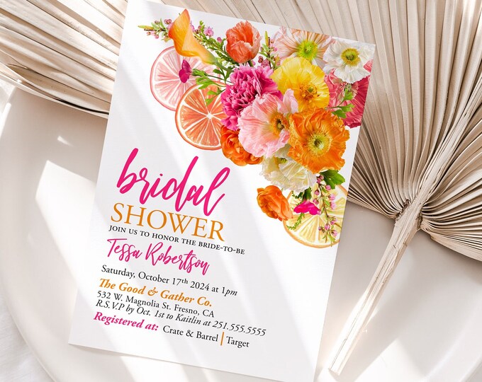Citrus Bridal Shower, Bridal Shower Invitation, Fruit Invitation ...