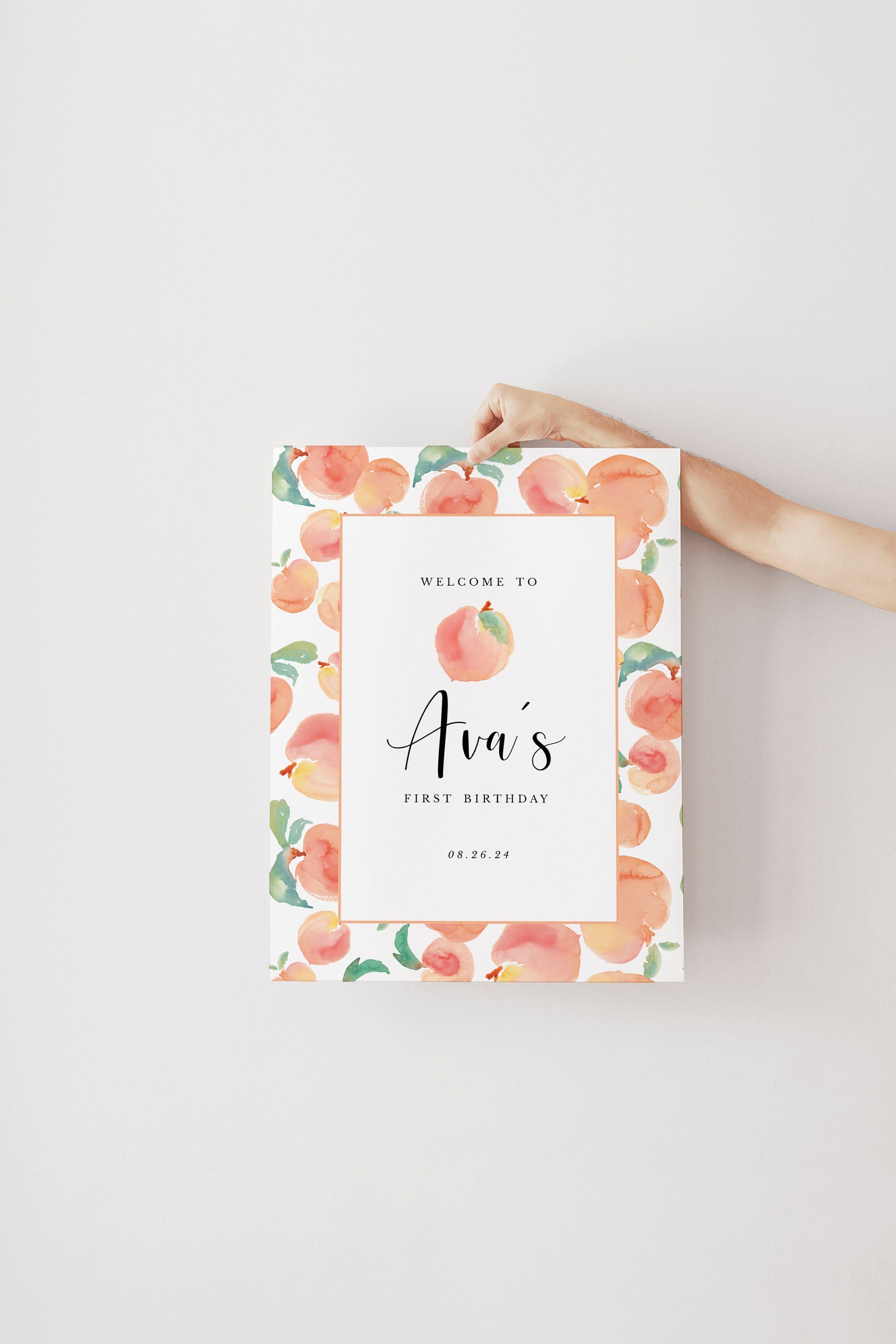 One Sweet Peach Easel Sign, Peach Welcome Sign, Peach Birthday Sign ...