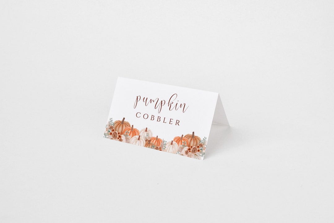 Fall Pumpkin Birthday Tent Card, Autumn Place Card, Fall Birthday Tent ...