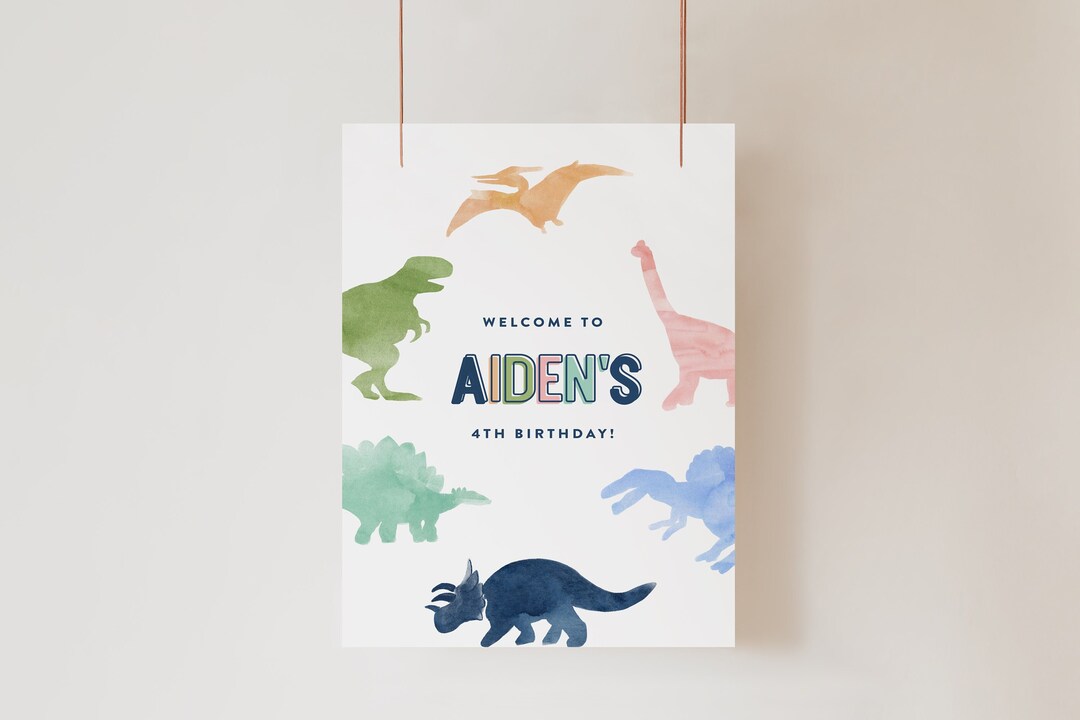Dinosaur Birthday Sign, Dinosaur Birthday Party, Dinosaur Welcome Sign ...
