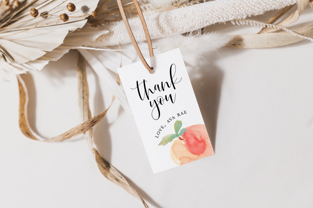 One Sweet Peach Favor Tag, Peach Party Favor Tag, Gift Tag, Peach Fruit ...
