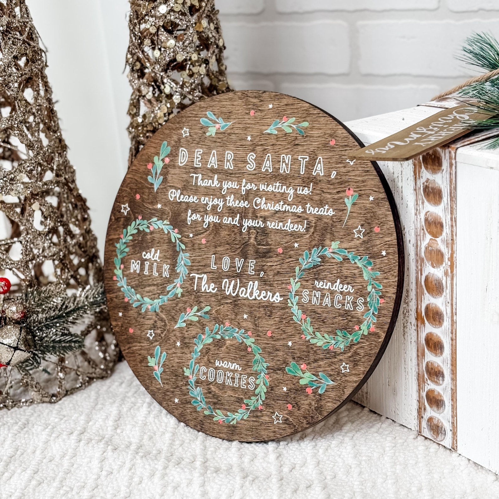Personalized Christmas Eve Snack Tray, Santa Cookies & Milk Plate for ...