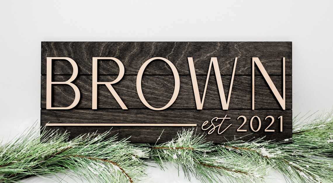 3D Family Last Name Sign, Custom Last Name Sign, Established Wedding ...