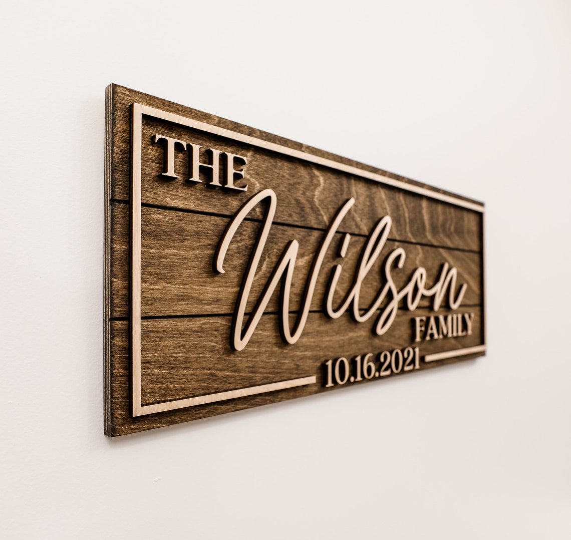 3D Family Name Sign Farmhouse Decor Rustic Name Sign - Etsy