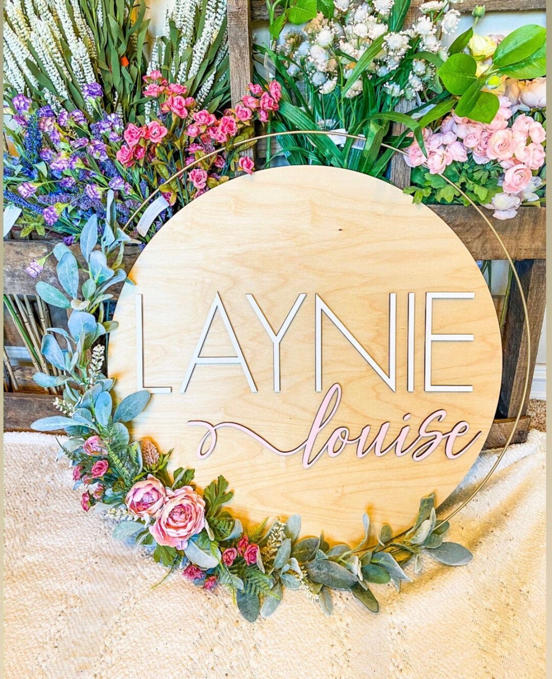 Nursery Name Sign | 3D Custom Name Sign | Baby Shower Gift | Round Wood ...
