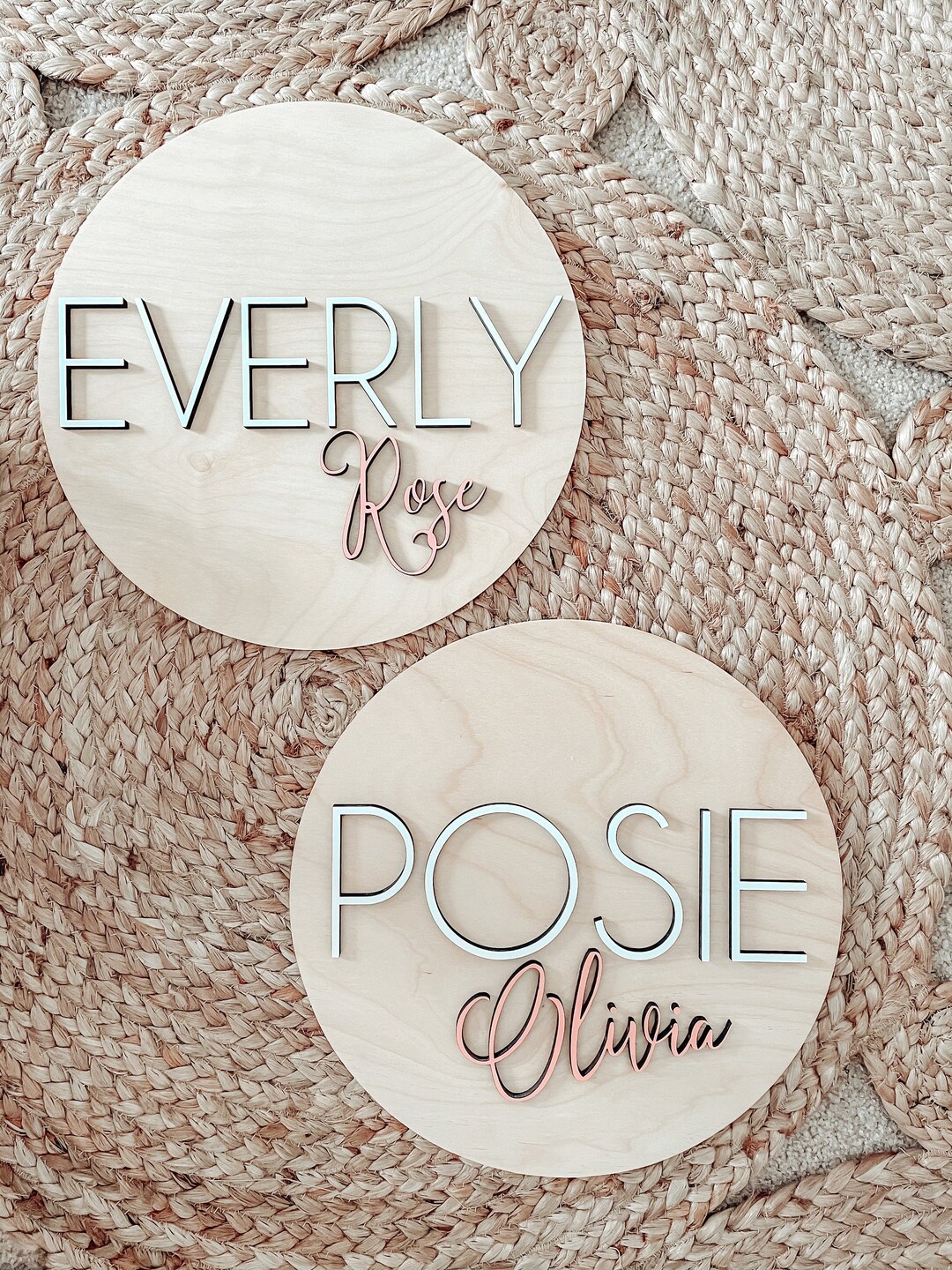 Nursery Name Sign | 3D Custom Name Sign | Baby Shower Gift | Round Wood ...