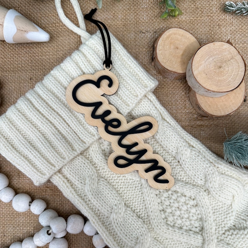 Stocking Name Tag - Etsy