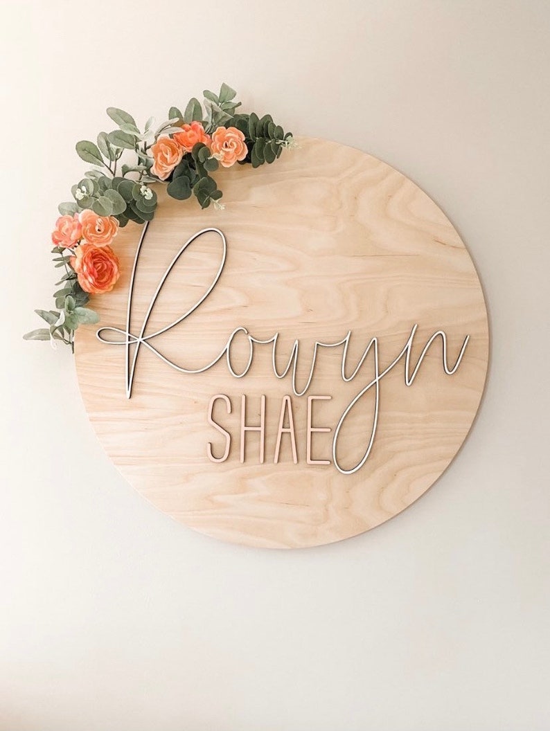 Round Nursery Name Sign Custom Name Sign Baby Shower Gift - Etsy