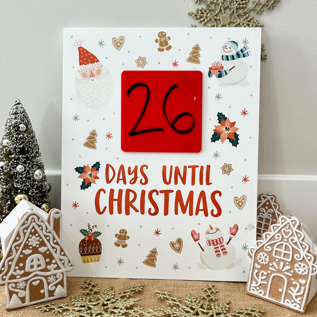 Christmas Countdown, Holiday Countdown Sign, Wood Advent Calendar ...