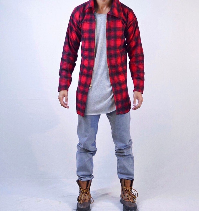 Traditional Long Sleeve Red Plaid Lumberjack Sweater/jacket - Etsy