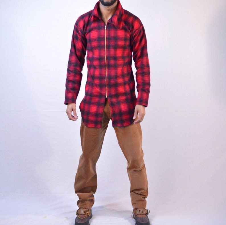Traditional Long Sleeve Red Plaid Lumberjack Sweater/jacket - Etsy