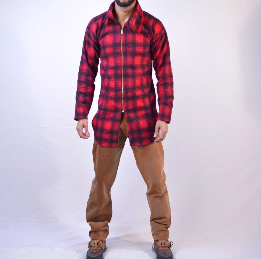 Traditional Long Sleeve Red Plaid Lumberjack Sweater/jacket - Etsy