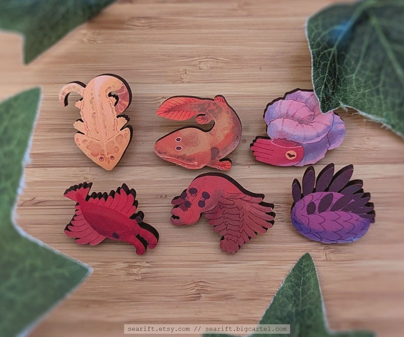 Prehistoric Creatures / Wood Pins - Etsy