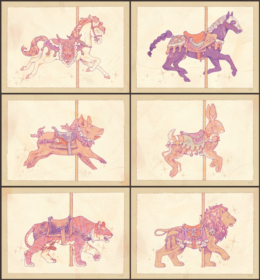 Carousel Menagerie / Print & Stickers - Etsy