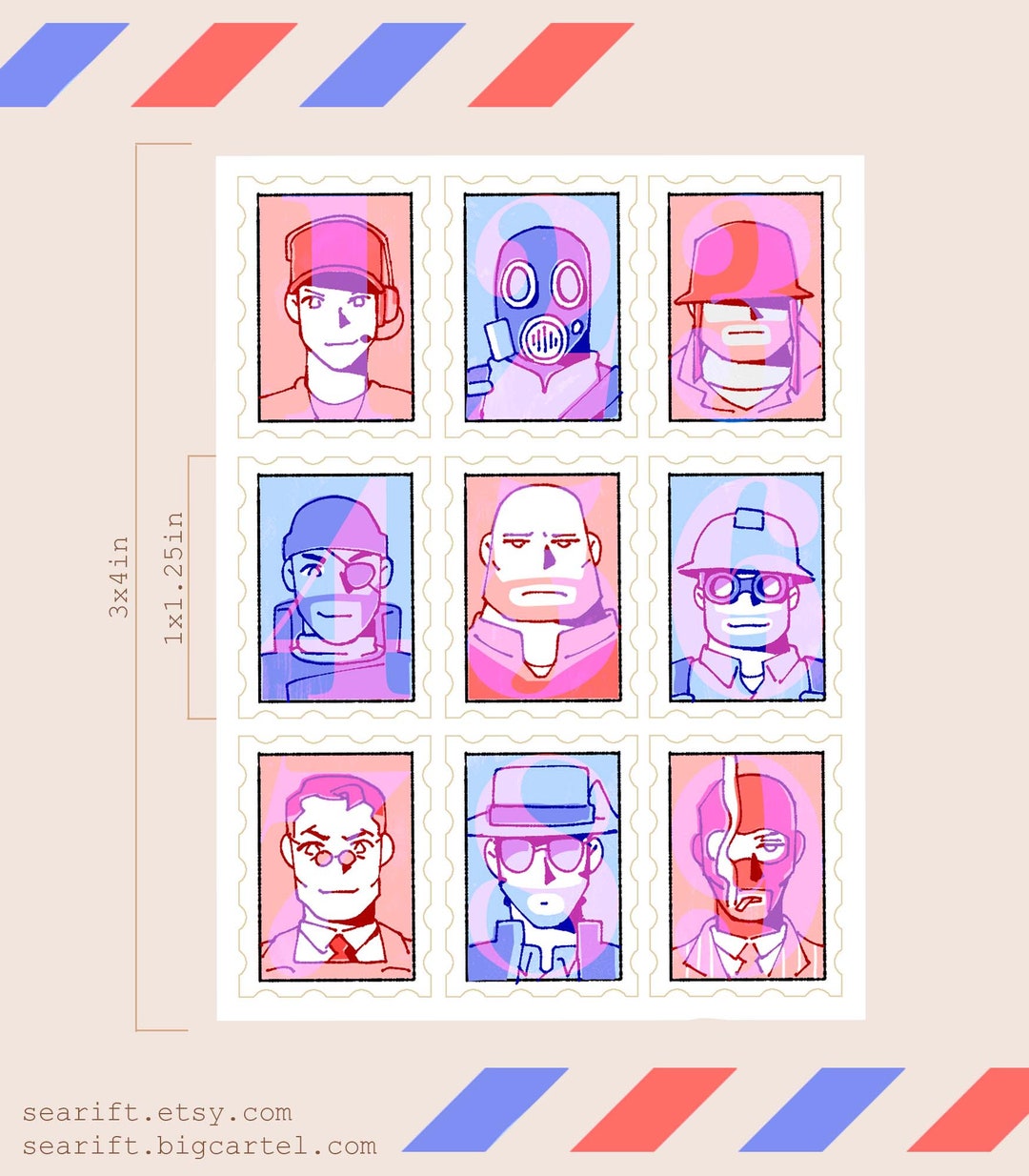 TF2 Stamps / Mini Sticker Sheet - Etsy