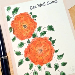 Get Well Soon Card, Hand Painted Greeting Card, Watercolor Card ...