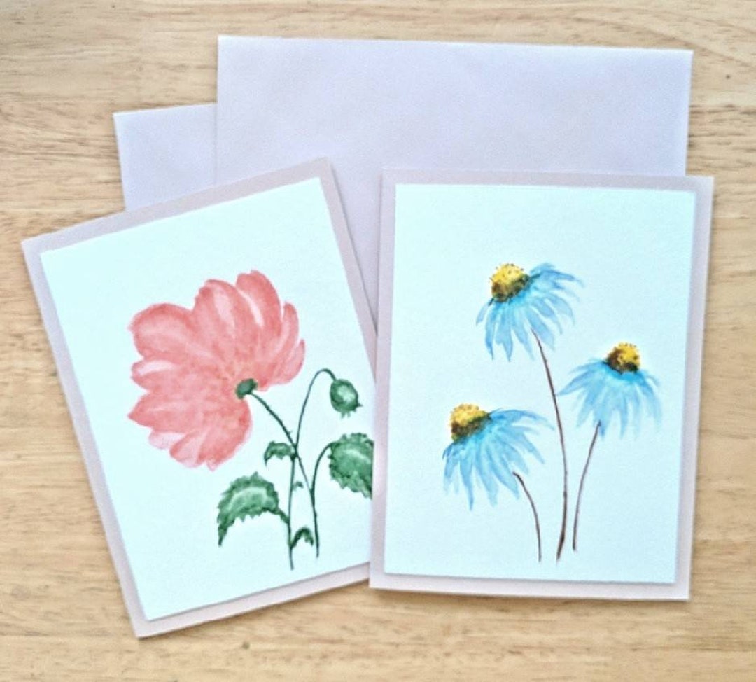 Hand Painted Greeting Cards Set, Watercolor Cards Set, Handmade Cards ...