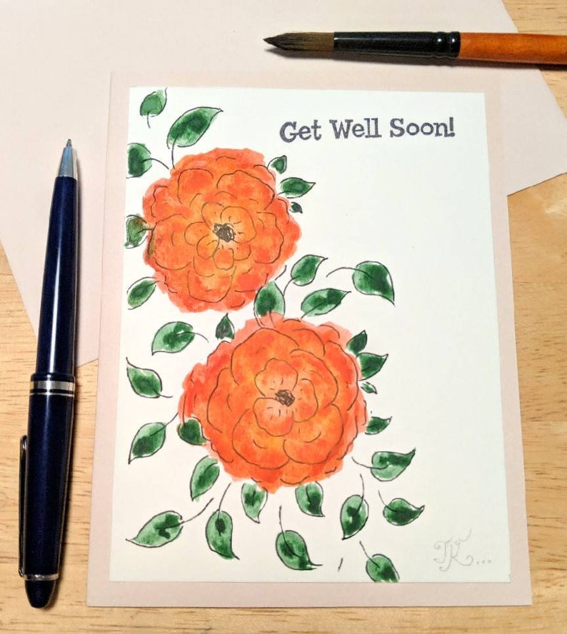 Get Well Soon Card, Hand Painted Greeting Card, Watercolor Card ...