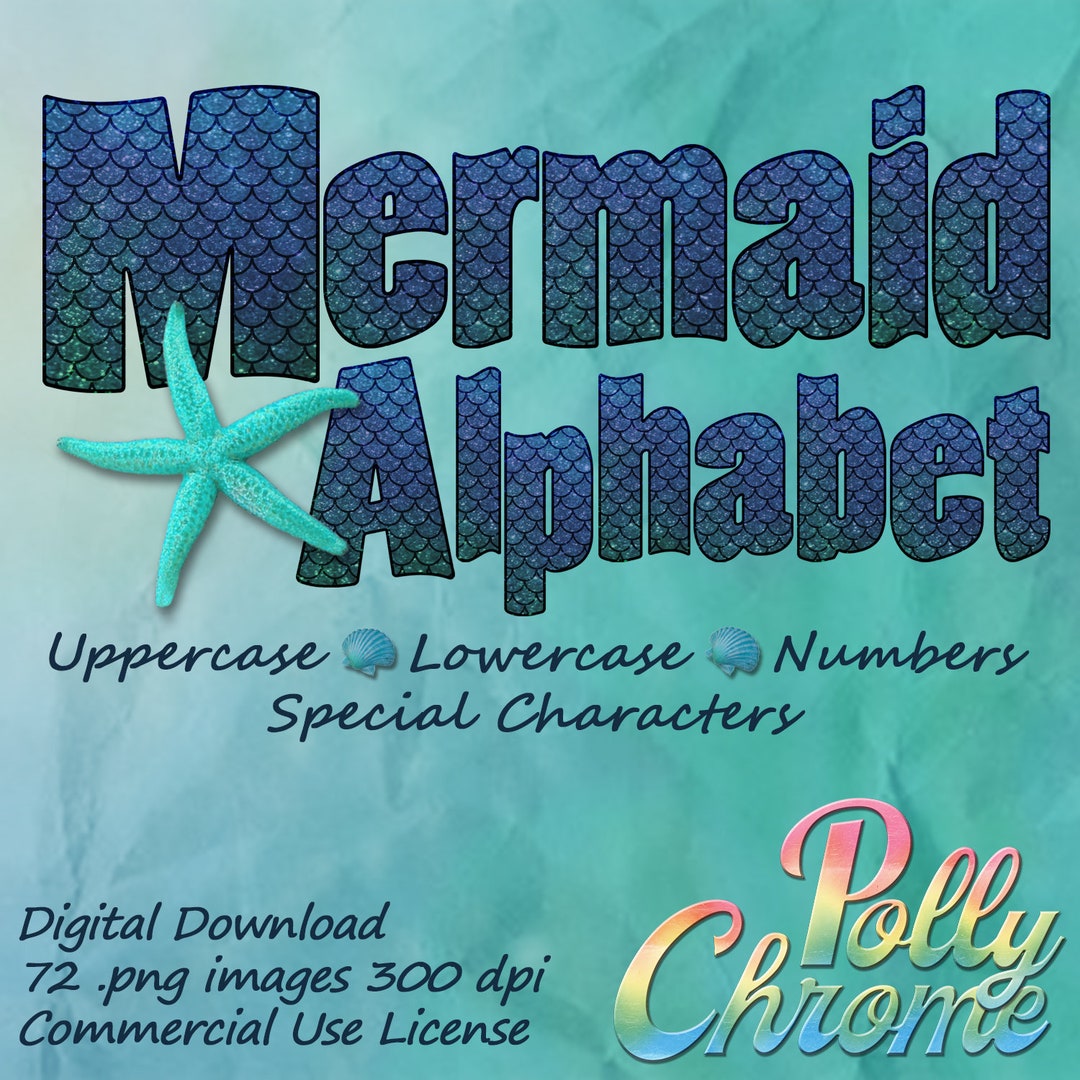 Mermaid Letters Alphabet Digital Download Png Design Element Clip Art ...