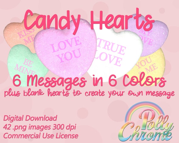 Candy Hearts Digital Design Elements - Etsy
