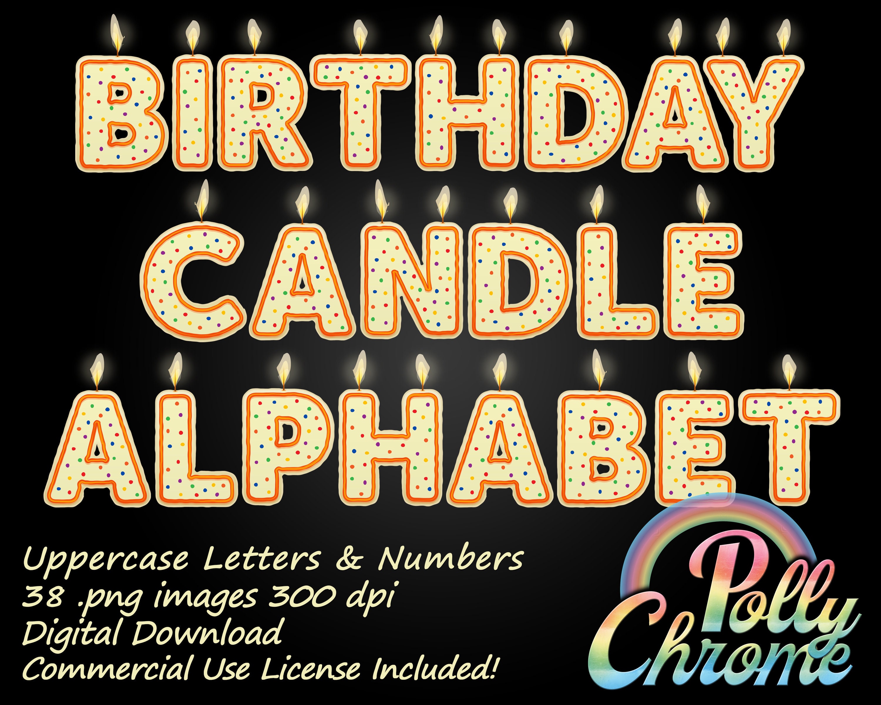 Birthday Candle Alphabet Set Letter Art Elements for Graphic - Etsy
