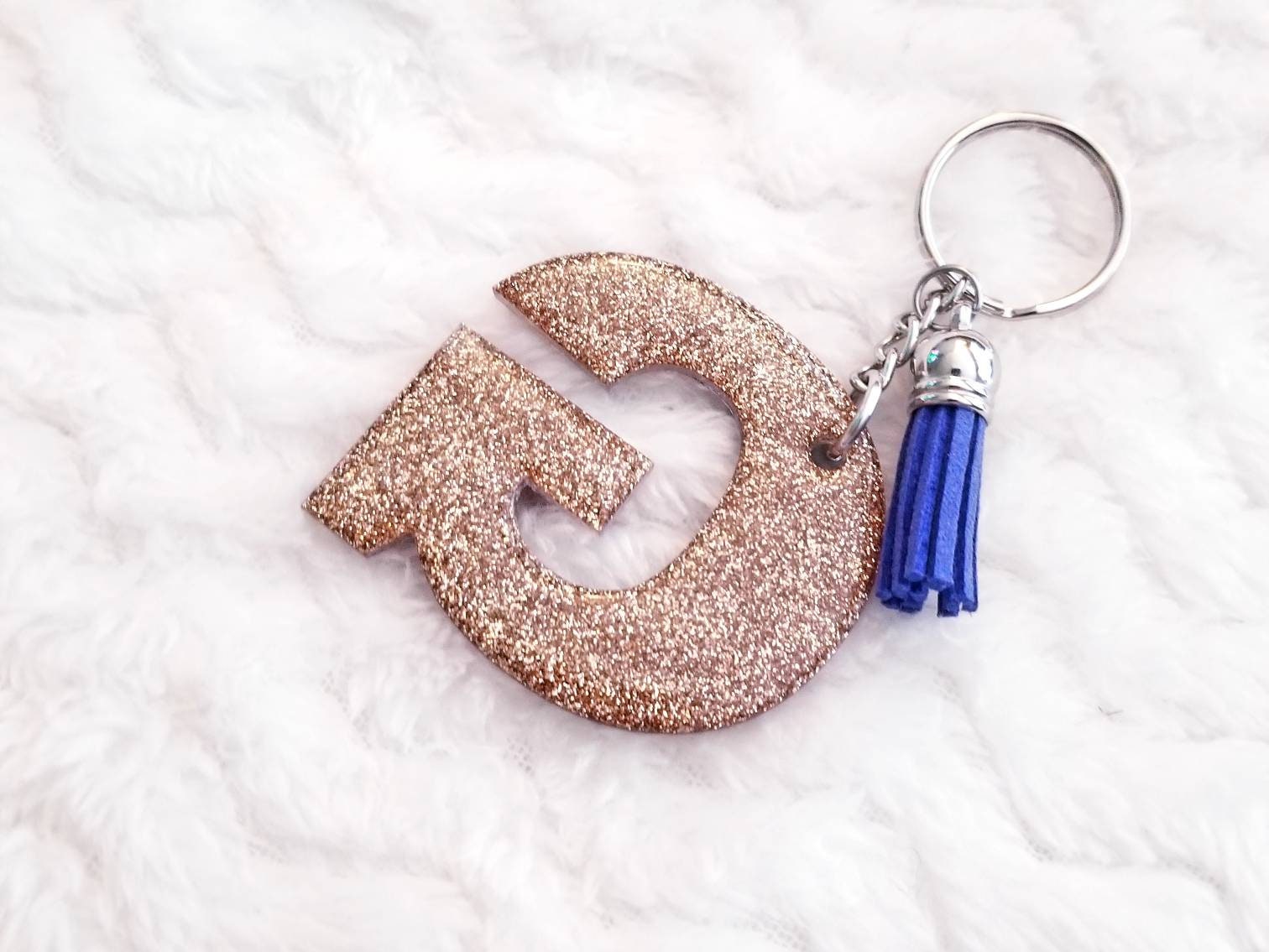 Glitter Initial Keychain Letter G Bagtag Colorful Paint - Etsy