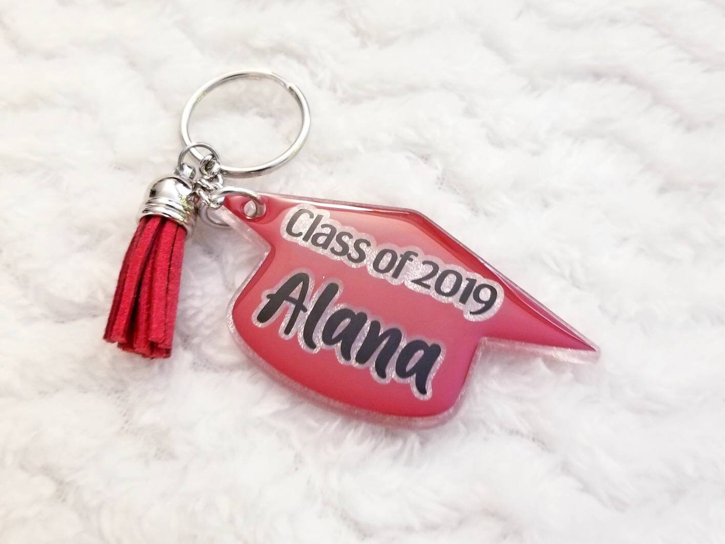 Custom Graduation Cap Keychain, Key Charm for Grad, Personalized Small ...