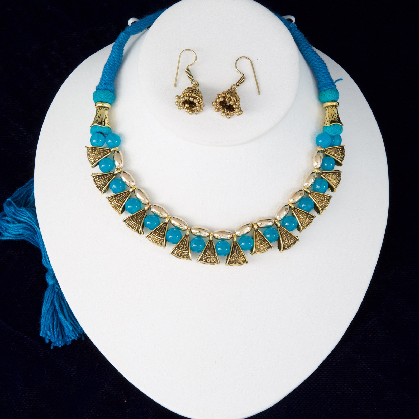 Silk Thread Necklace and Earrings Set Handmade Fashion Jewelry - Etsy