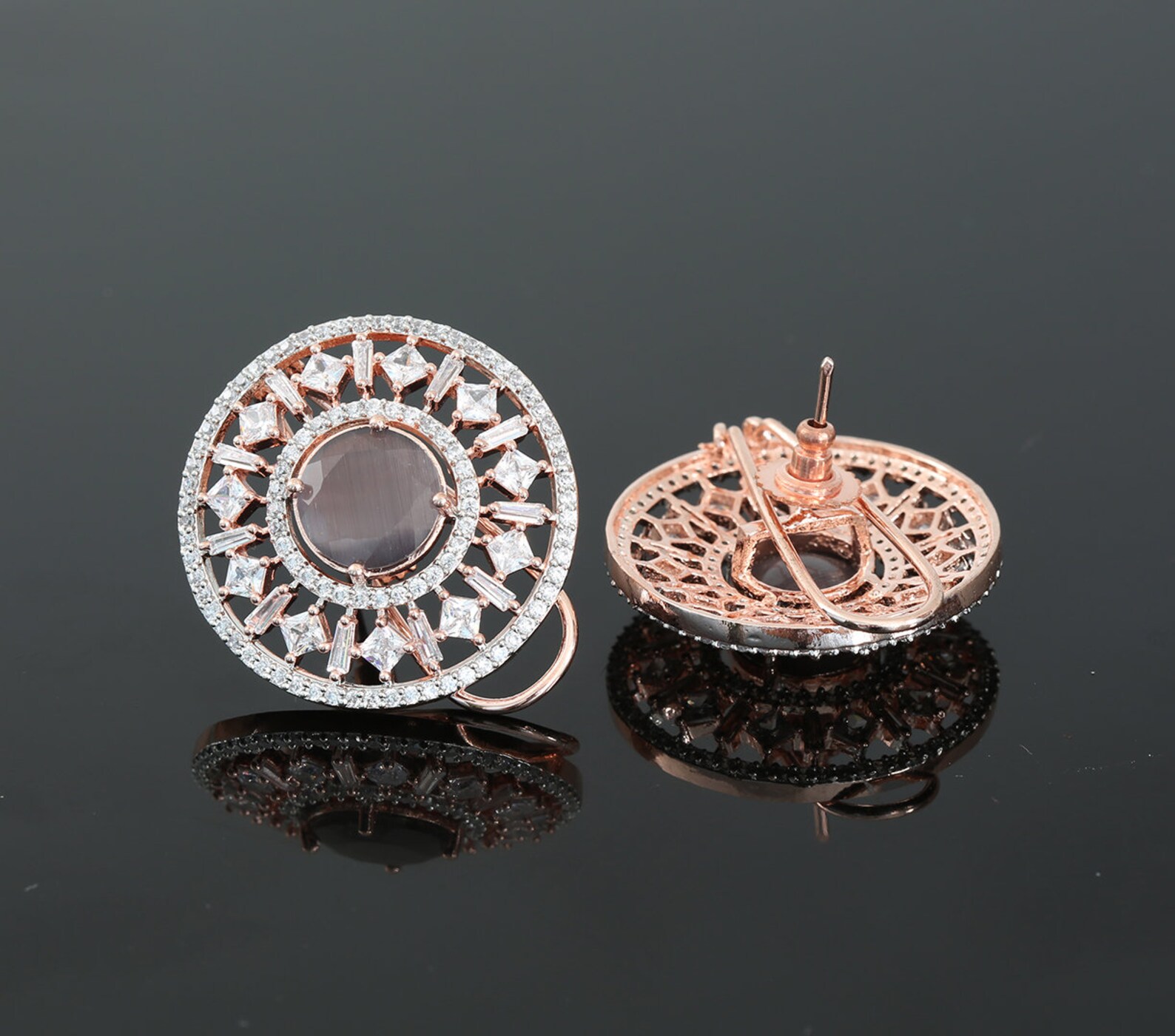 New Fashion Clip on Stud Tops With American Diamonds and Topaz - Etsy