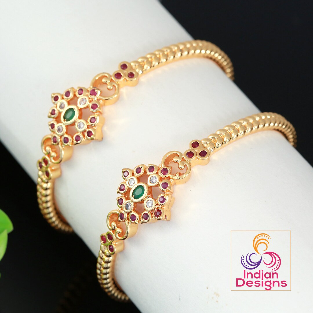 Gold Plated American Diamond Bangles With Low Price South - Etsy