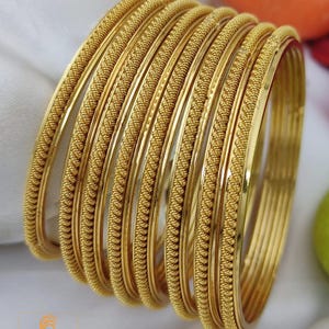 Gold-plated Daily Wear Bangle Bracelets Set of 8| Traditional Indian ...