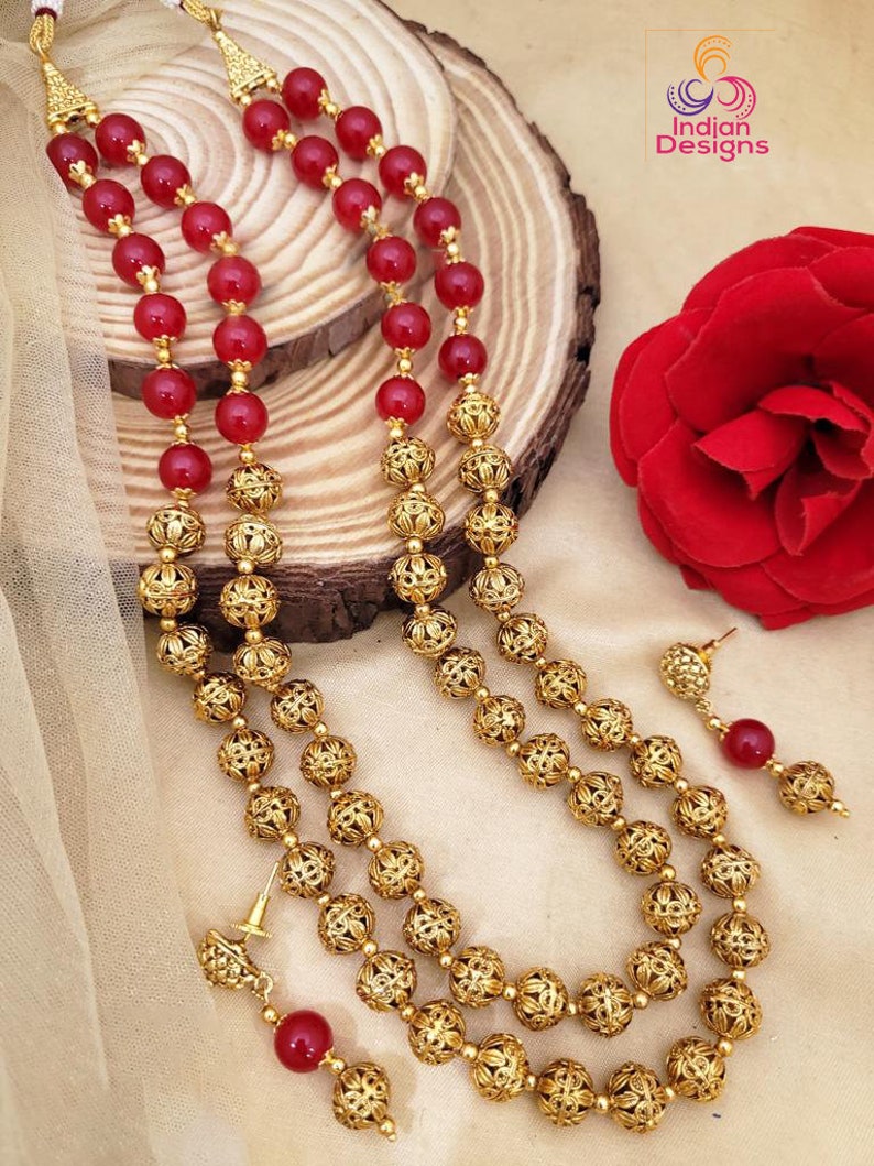 Traditional Handcrafted Golden Beads Long Matar Mala Necklace - Etsy