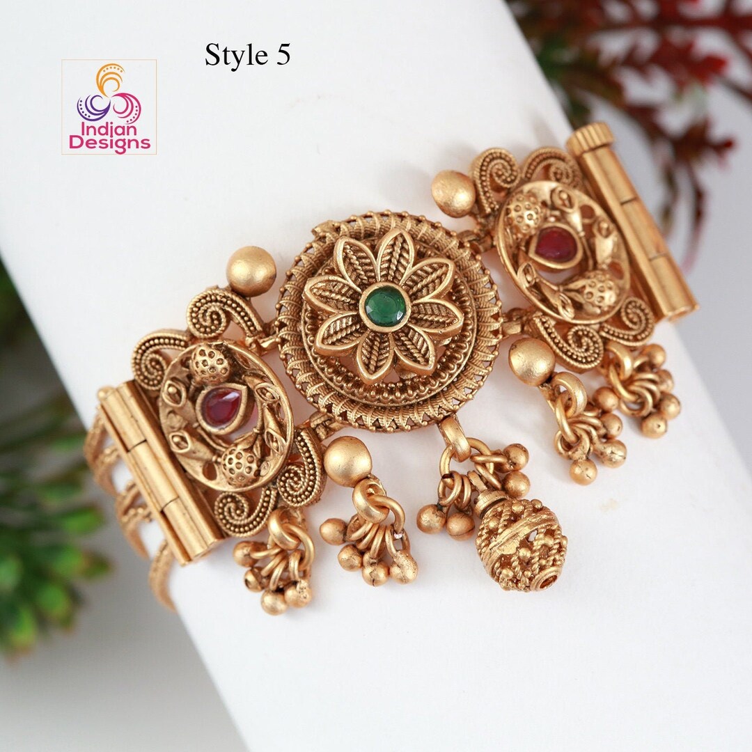 Antique Gold Plated South Indian Chain Bracelet | Gold Plated Bracelet ...
