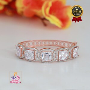 Rose Gold Bangle Bracelet| Ruby Red American Diamond Dainty Bracelet ...