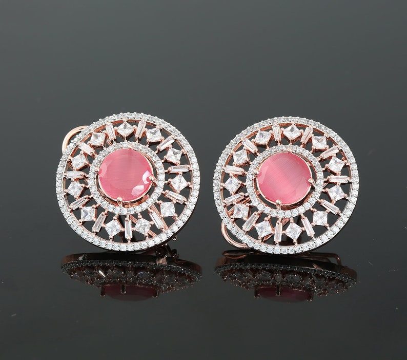 New Fashion Clip on Stud Tops With American Diamonds and Topaz - Etsy