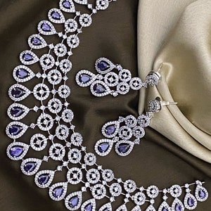 Exclusive Silver Tone American Diamond Wedding Choker Necklace| Tear ...